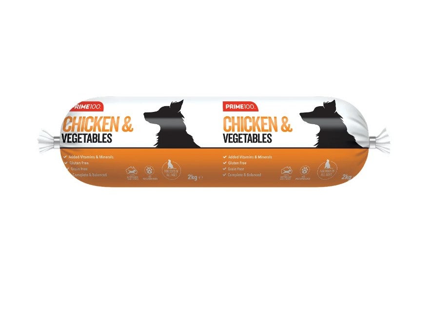 Prime 100 Chicken & Vegetable Cooked Roll 2kg | Newman Feed and Pet ...